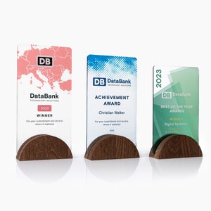 Custom Rectangle Acrylic Trophy With UV Print and Oak Base, UV Printed ...