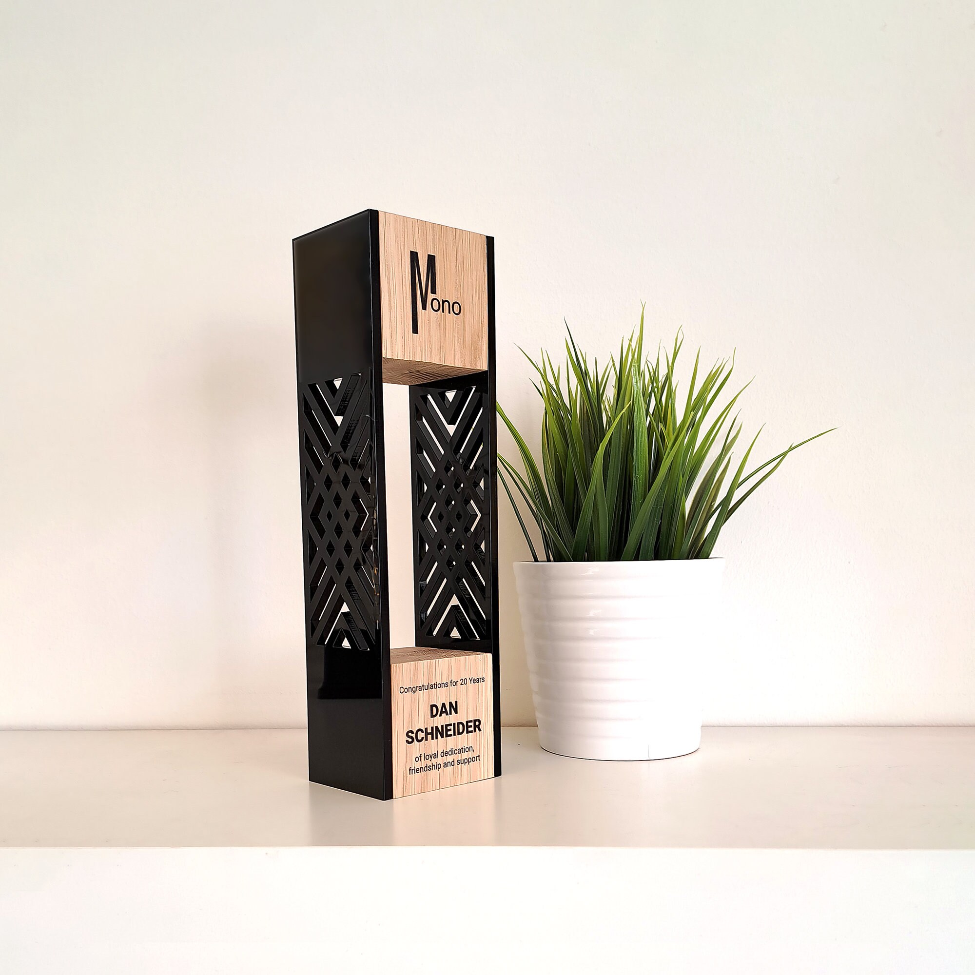 Custom Solid Oak & Acrylic Award, Personalized Employee Trophy - Etsy