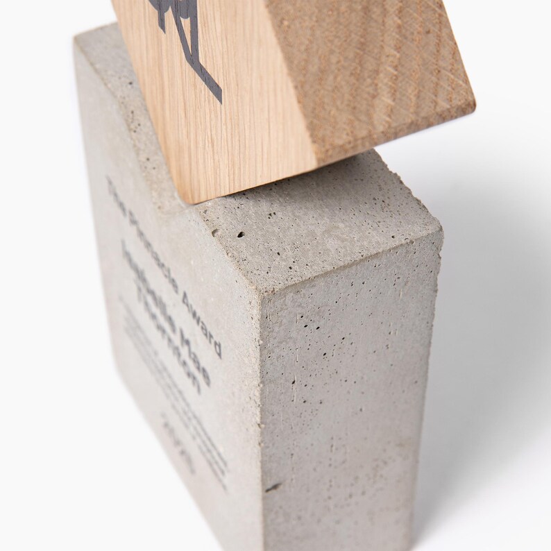 Handmade Concrete & Oak Business Award, Personalized Corporate Gift - Etsy