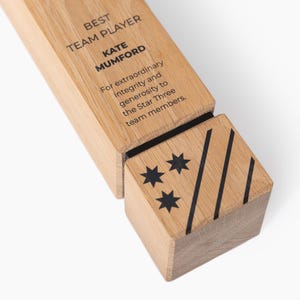 Handmade Oak Trophy Decorated With Black UV Printing on Two Sides ...