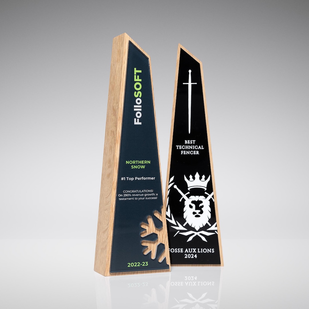 Customized Oak Trophy, Eco Friendly Wooden Prize, Milestone Trophy ...