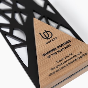 Modern Laser Cut Steel Trophy, Corporate Award, Unique Metal Prize for ...