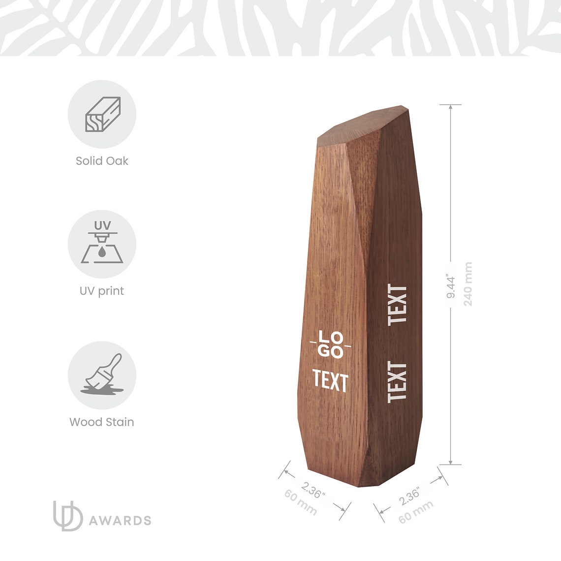 Handmade Oak Trophy Decorated With Black UV Printing on Two Sides ...