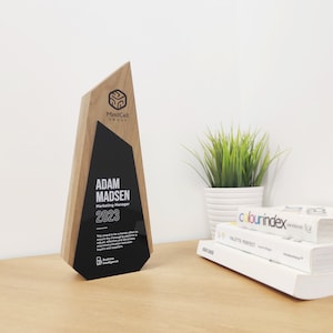 Irregular Shape Bespoke Wooden Trophy, Modern Personalized Award for ...