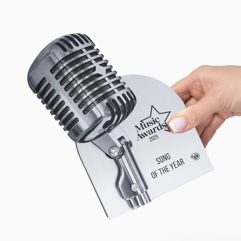 Custom Microphone Award Trophy, Engraved Flexibrass & Acrylic, Unique ...