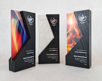 Customizable Square Metal Trophy, Personalized Award Coated With UV ...