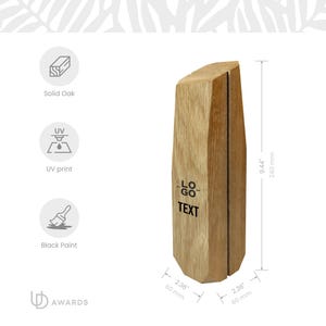 Irregular Shaped Solid Oak Trophy Decorated With UV Print on Front Side ...