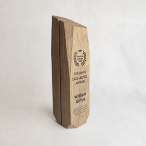 Irregular Shaped Solid Oak Trophy Decorated With UV Print on Front Side ...