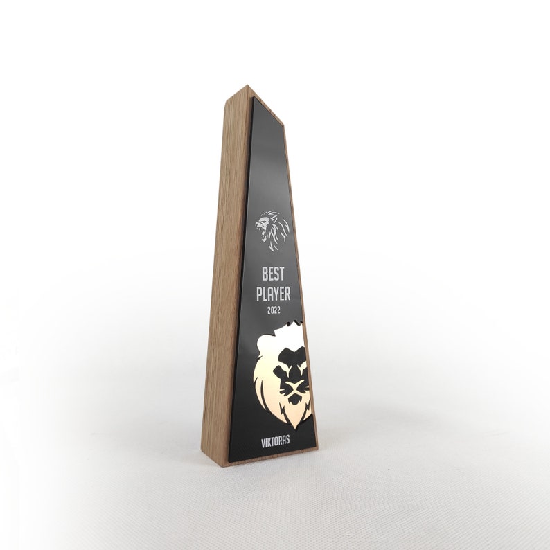 Triangle Black Wooden Trophy, Personalized Plaque, Custom Recognition ...