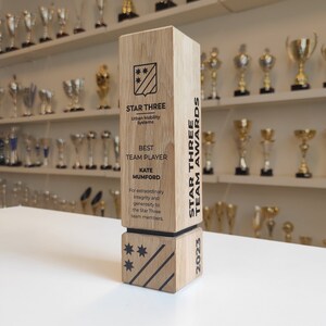 Handmade Oak Trophy Decorated With Black UV Printing on Two Sides ...