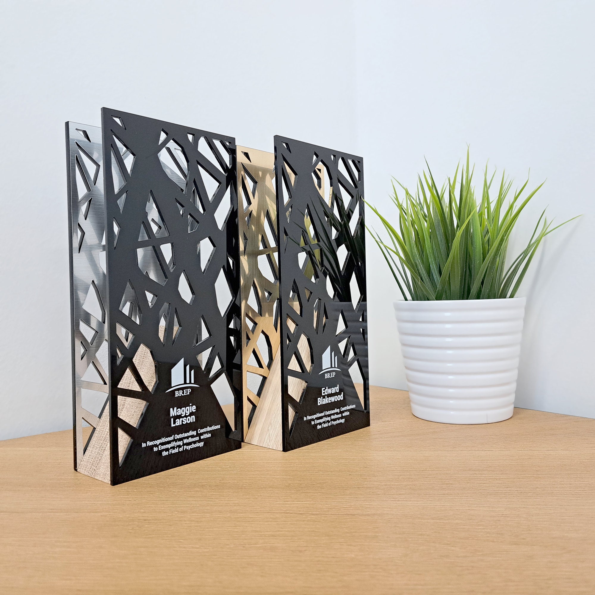 Handmade Oak & Acrylic Award Trophy, Modern Company Prize - Etsy