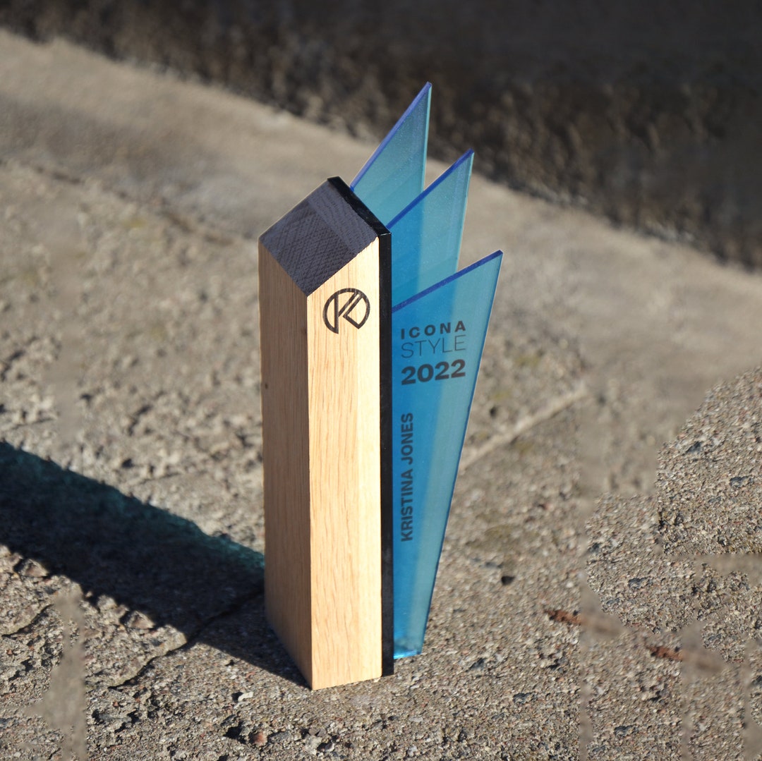 Solid Wood and Acrylic Appreciation Award, Unique Modern Wooden Trophy ...