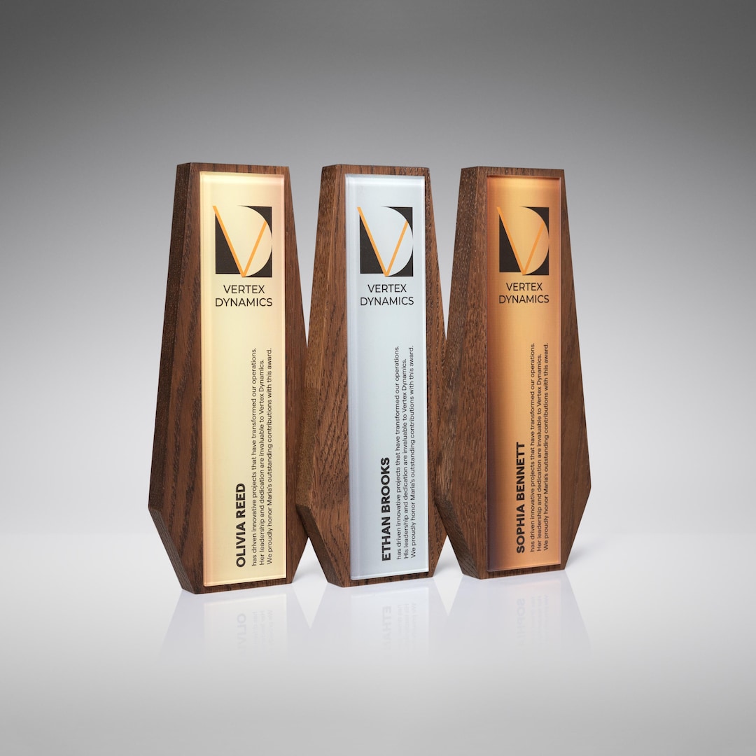 Handmade Natural Oak Corporate Award, Personalized Business Gift - Etsy