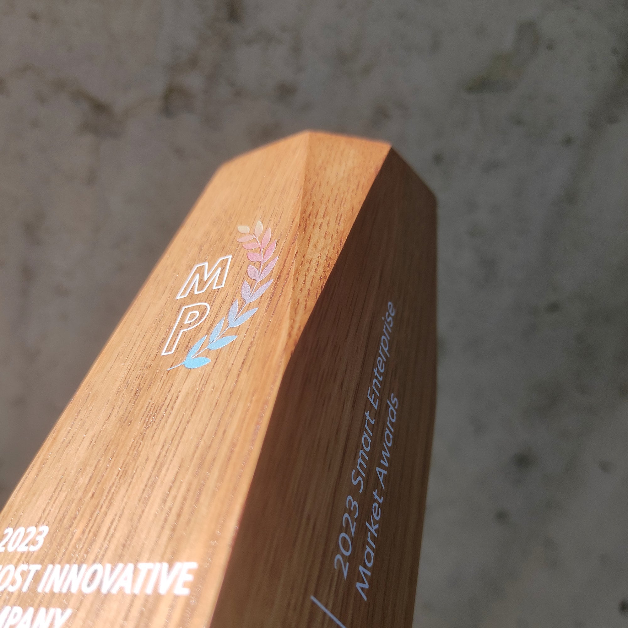 Handmade Oak Trophy Decorated With Black UV Printing on Two Sides ...
