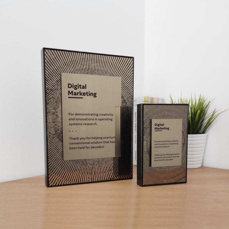 Solid Metal Framed Appreciation Award, Personalized Plaque for Business ...