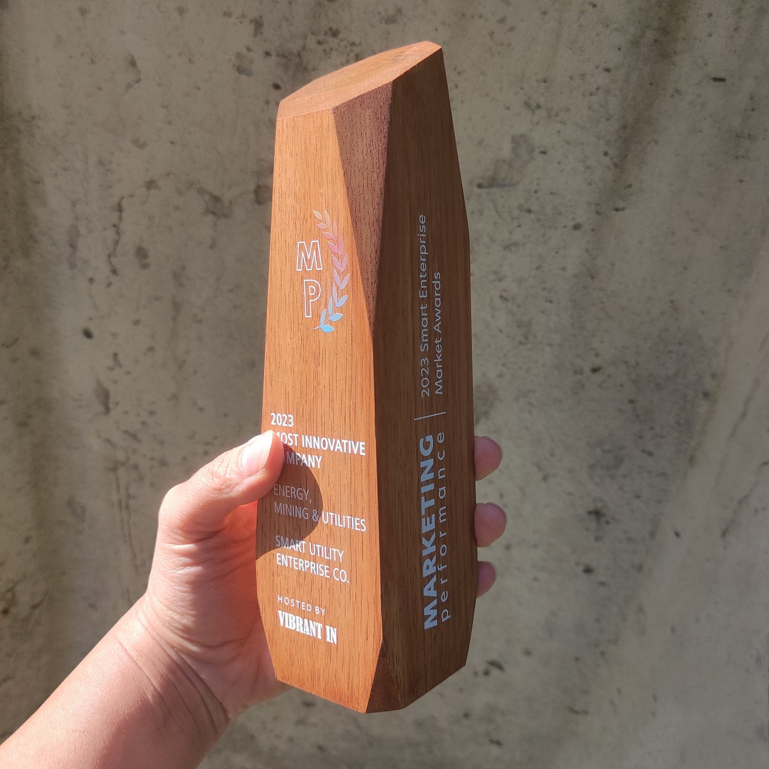 Handmade Oak Trophy Decorated With Black UV Printing on Two Sides ...