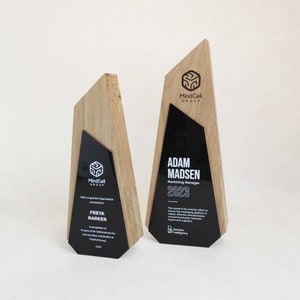 Irregular Shape Bespoke Wooden Trophy, Modern Personalized Award for ...