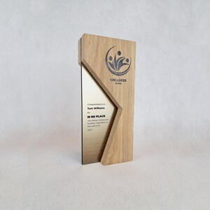 Non-standard Shape Solid Oak Trophy Decorated With Acrylic and ...