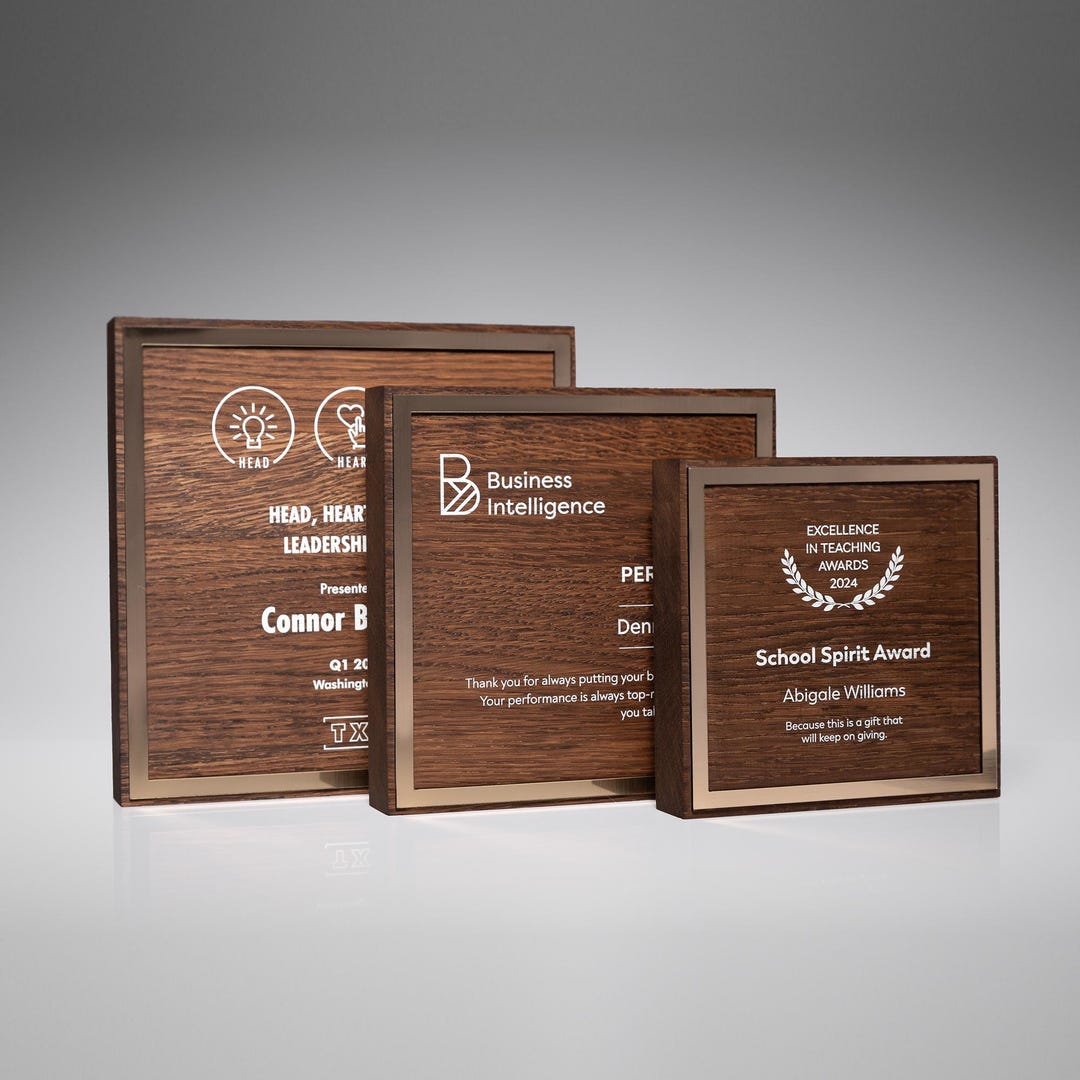 Solid Oak Plaque, Square Oak Trophy, Trophy for Achievements and ...