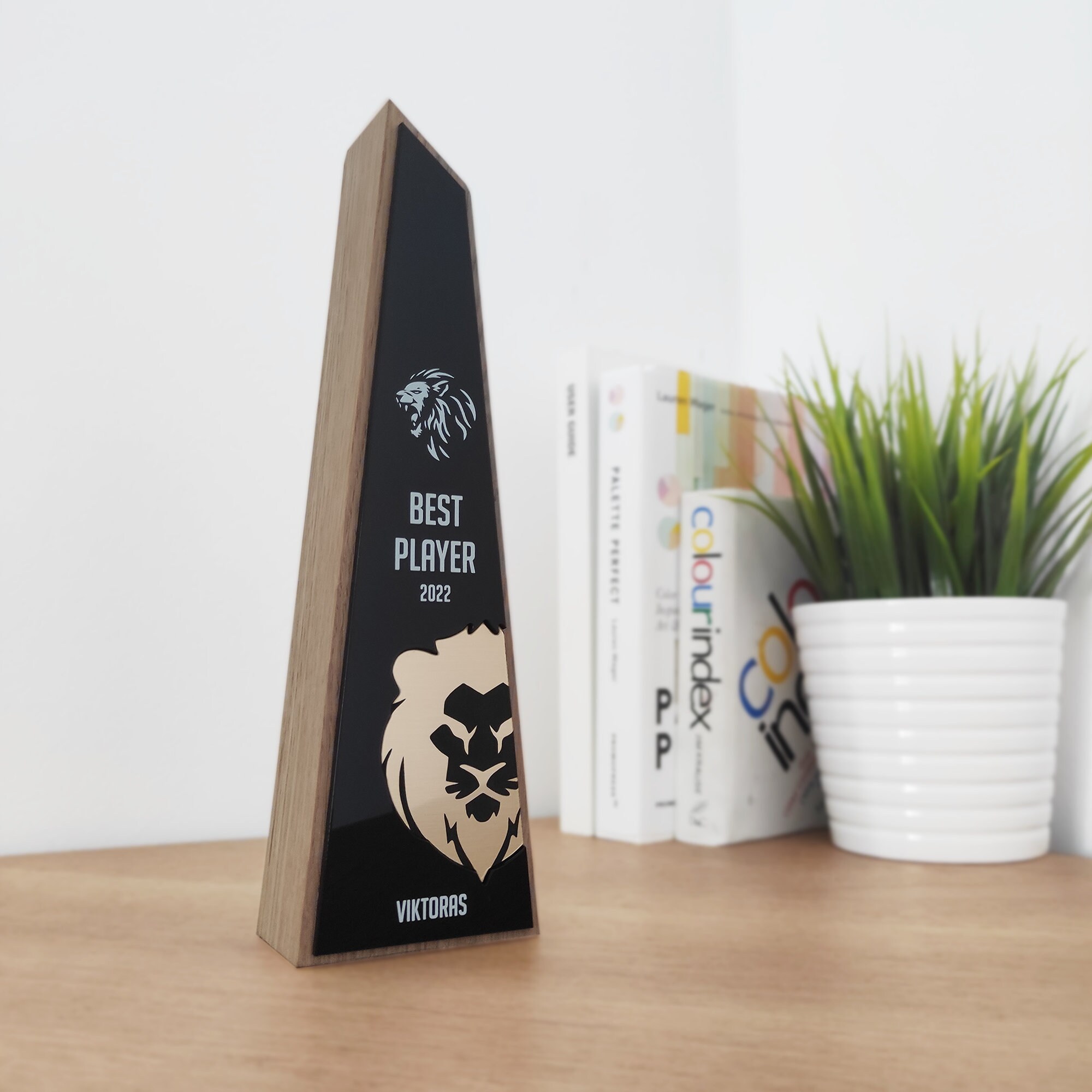 Personalized Triangle Oak Wood Trophy, Custom Recognition Award - Etsy