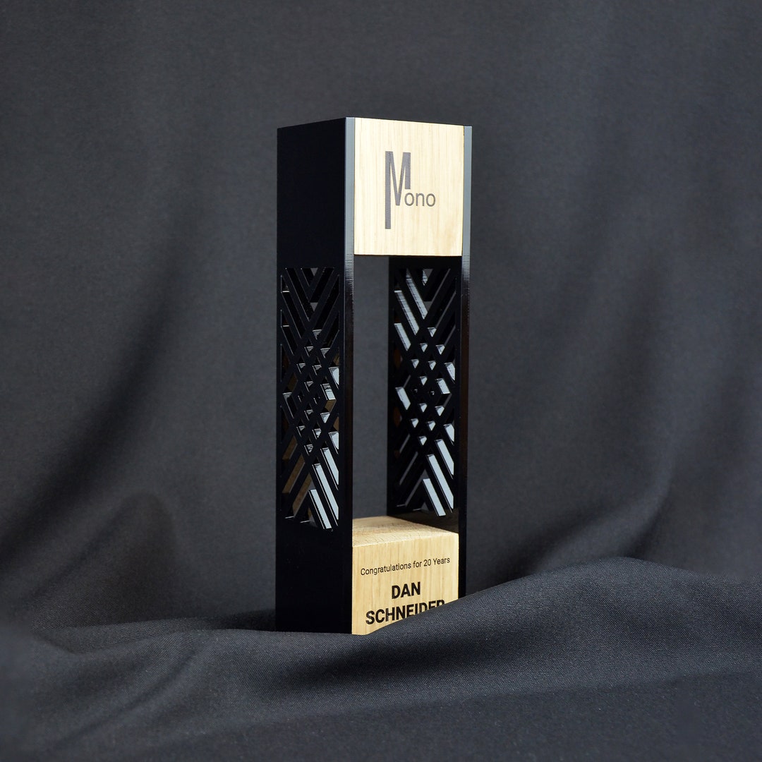 Custom Solid Oak & Acrylic Award, Personalized Employee Trophy - Etsy