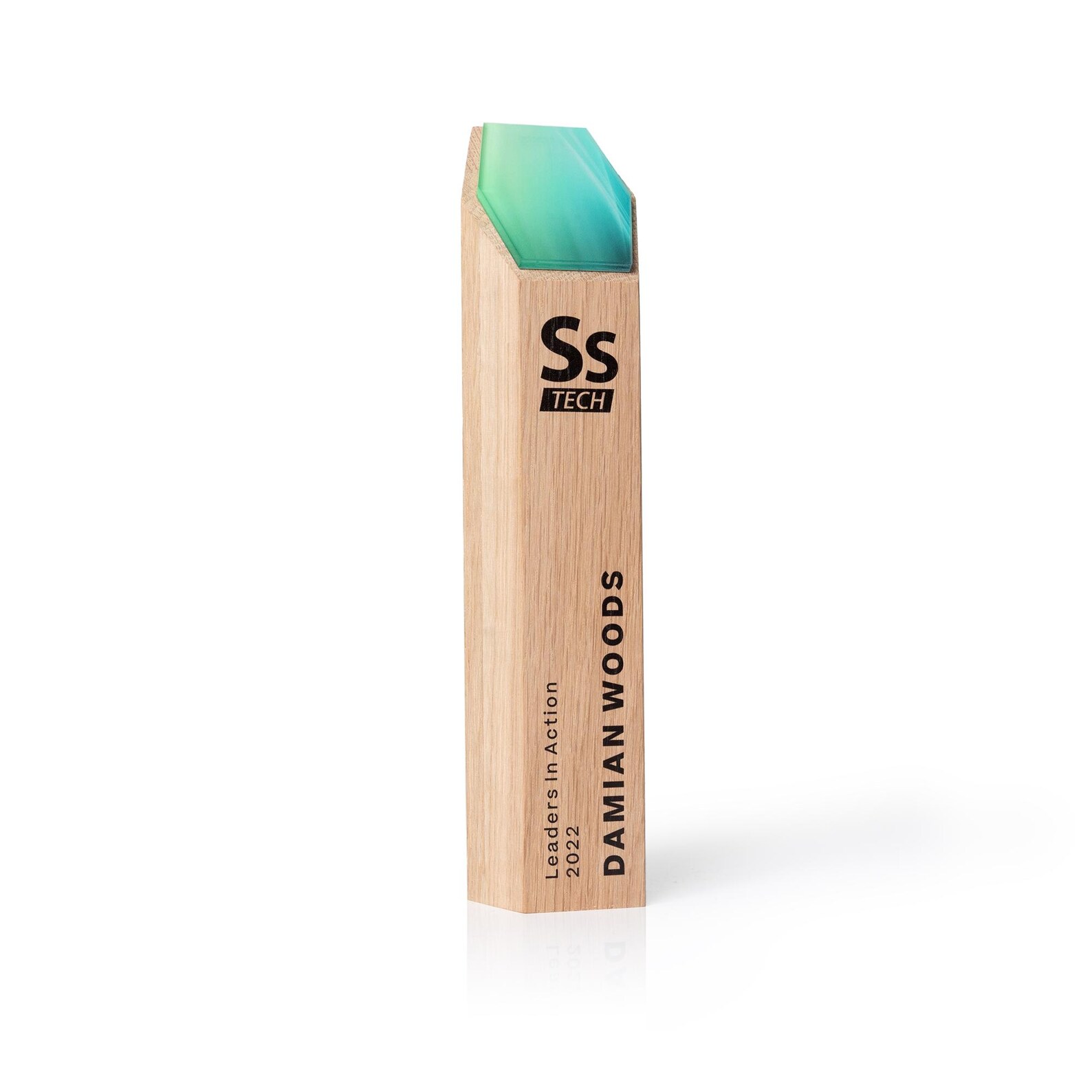 Unique, Handmade Natural Oak Trophy, Narrow Tower Shape Wooden Award ...