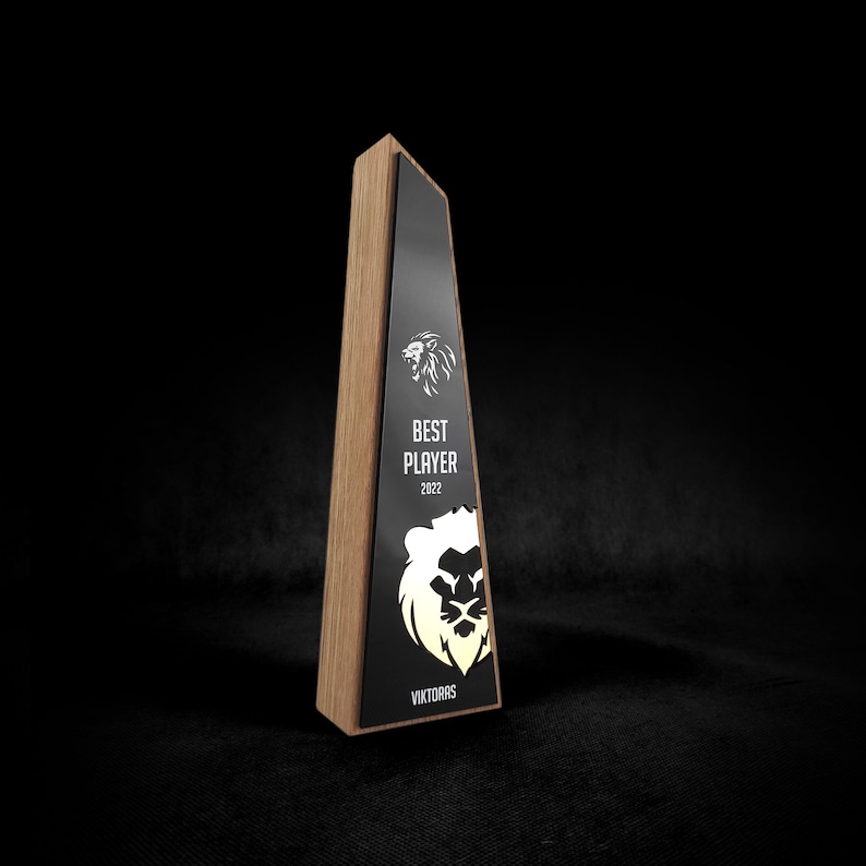 Triangle Black Wooden Trophy, Personalized Plaque, Custom Recognition ...