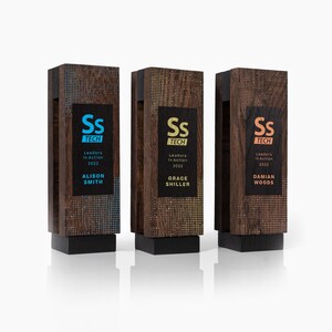 Premium Oak Award, Handmade Personalized Wooden Trophy, Natural Wood ...