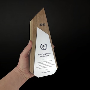 Bespoke Wooden Trophy, Irregular Shaped Award for Best Employee ...