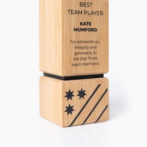 Handmade Oak Trophy Decorated With Black UV Printing on Two Sides ...
