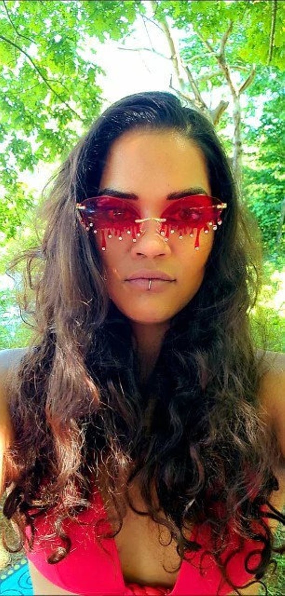 Drip Glasses W/crystals Drip Sunnies Drip Glasses | Etsy