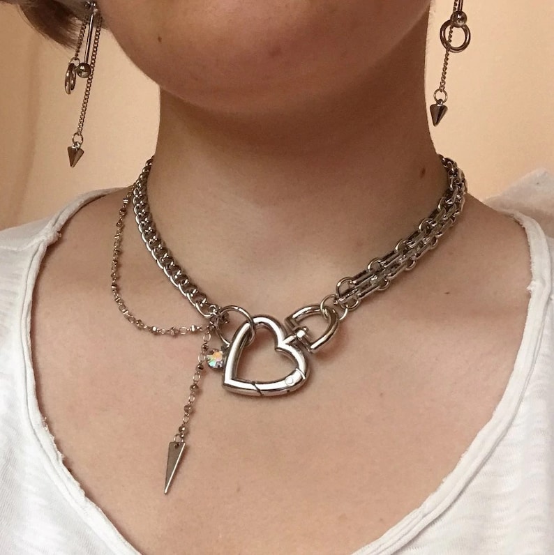 Cute Heart Choker Heart Collar Layering Necklace Choker - Etsy