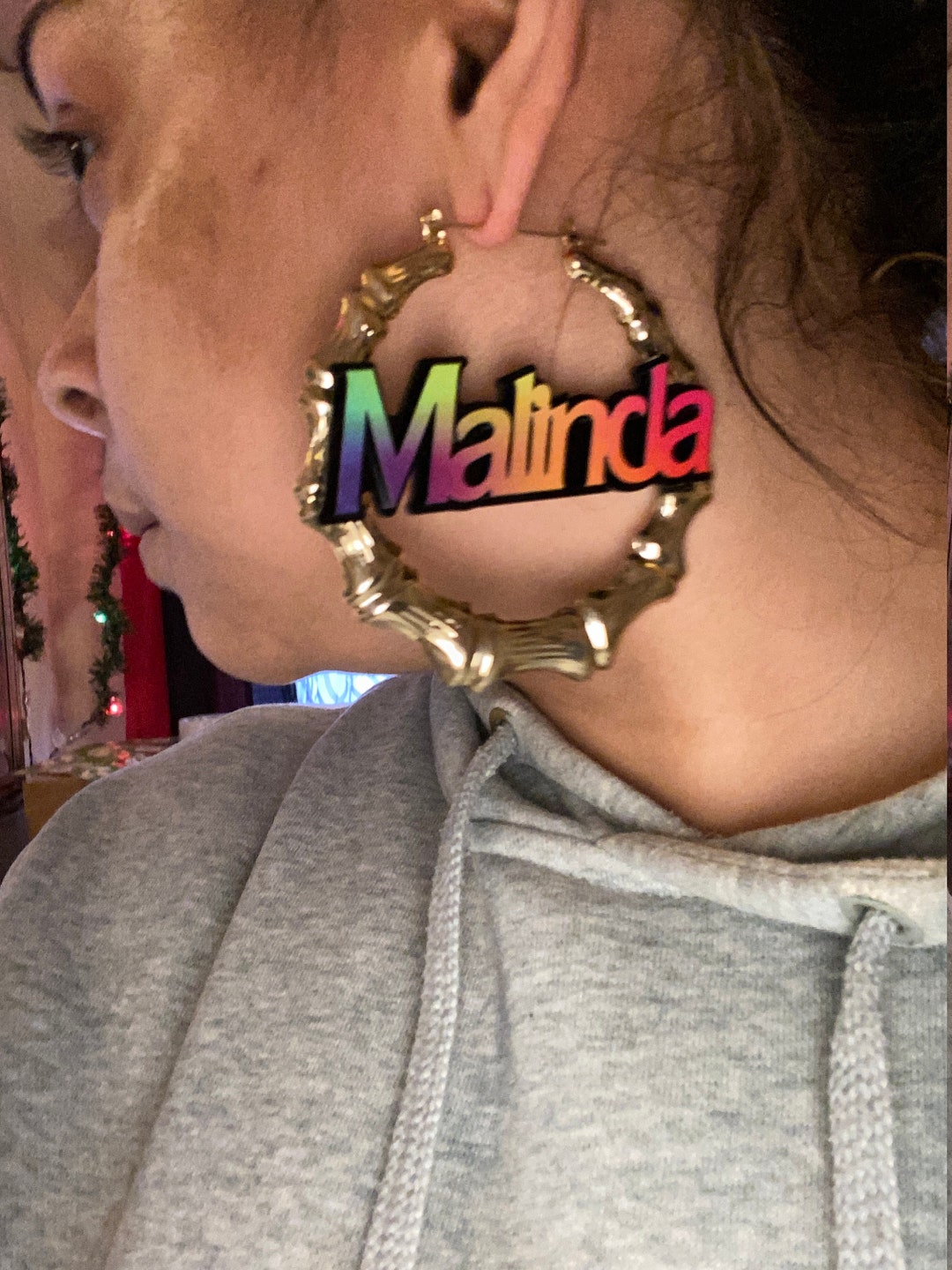 Ombre Name Custom Hoops, Ombre Writing, Rainbow Earrings, Custom ...