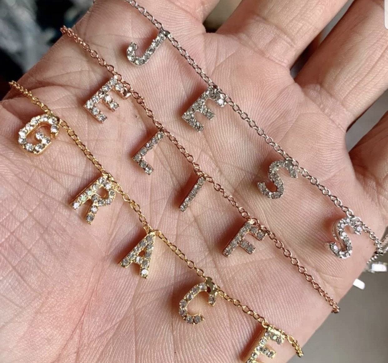 Dangle Letter Name Necklace Custom Necklace Name Necklace | Etsy