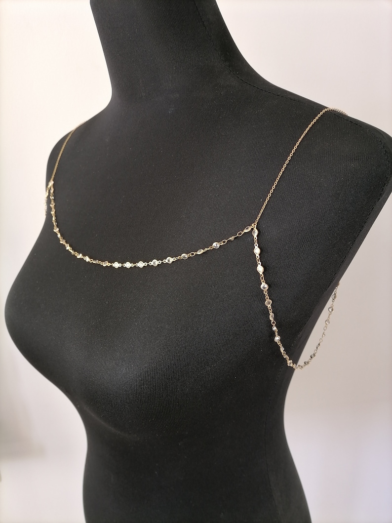 Shoulders Chain,body Jewelry,multiple Bezel Cz Stone Body Chain ...