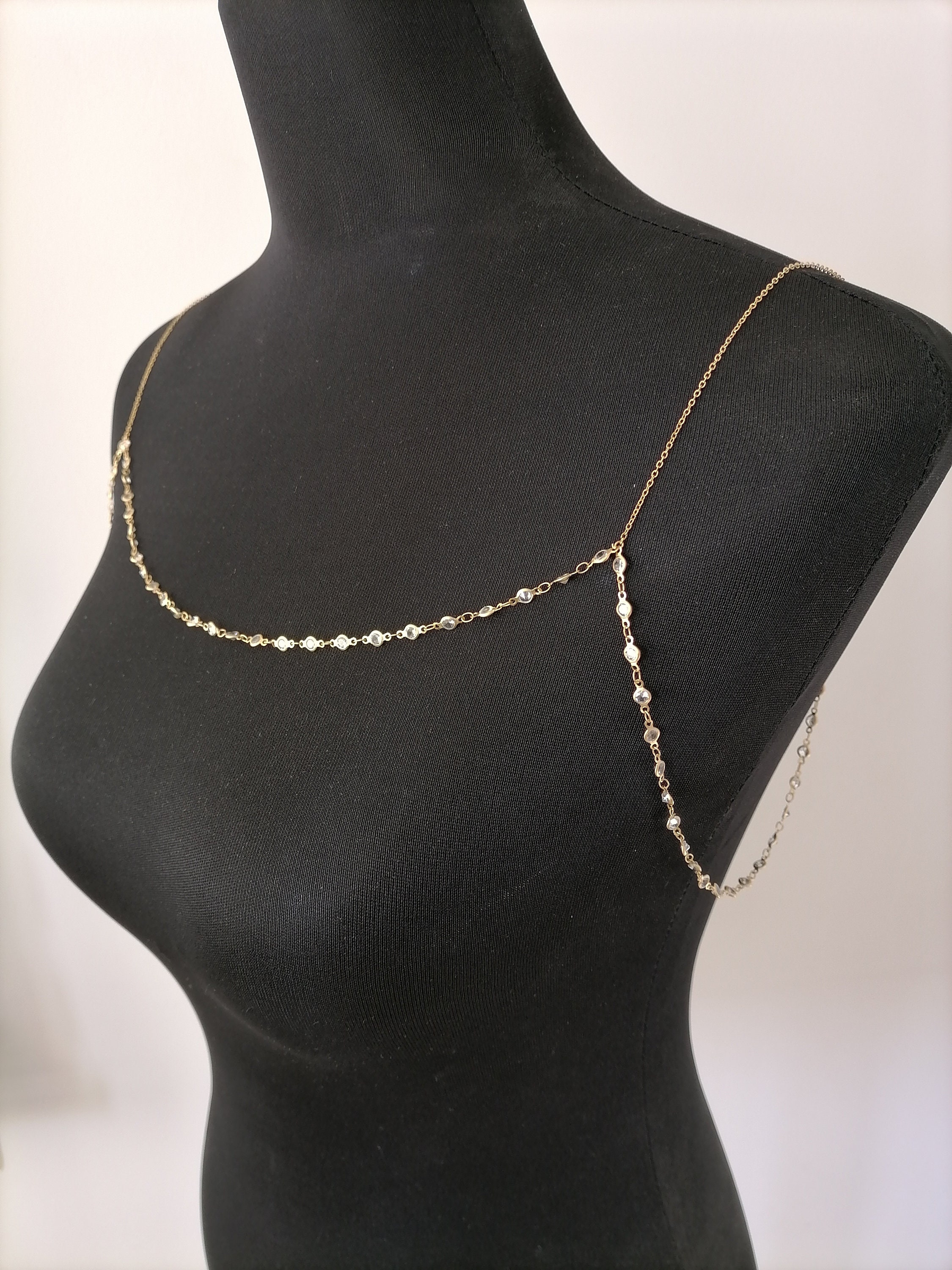 Shoulders Chain,body Jewelry,multiple Bezel Cz Stone Body Chain ...