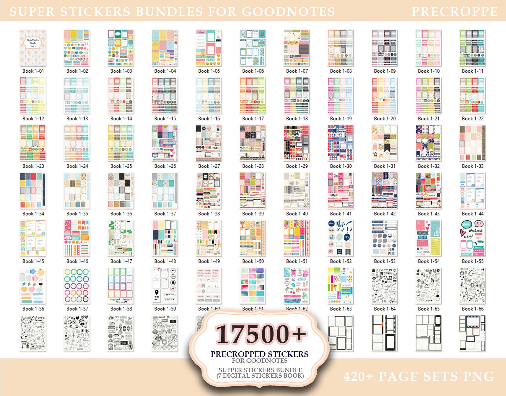 17500 Pre-cropped Digital Planner Stickers Super Bundle 7 - Etsy