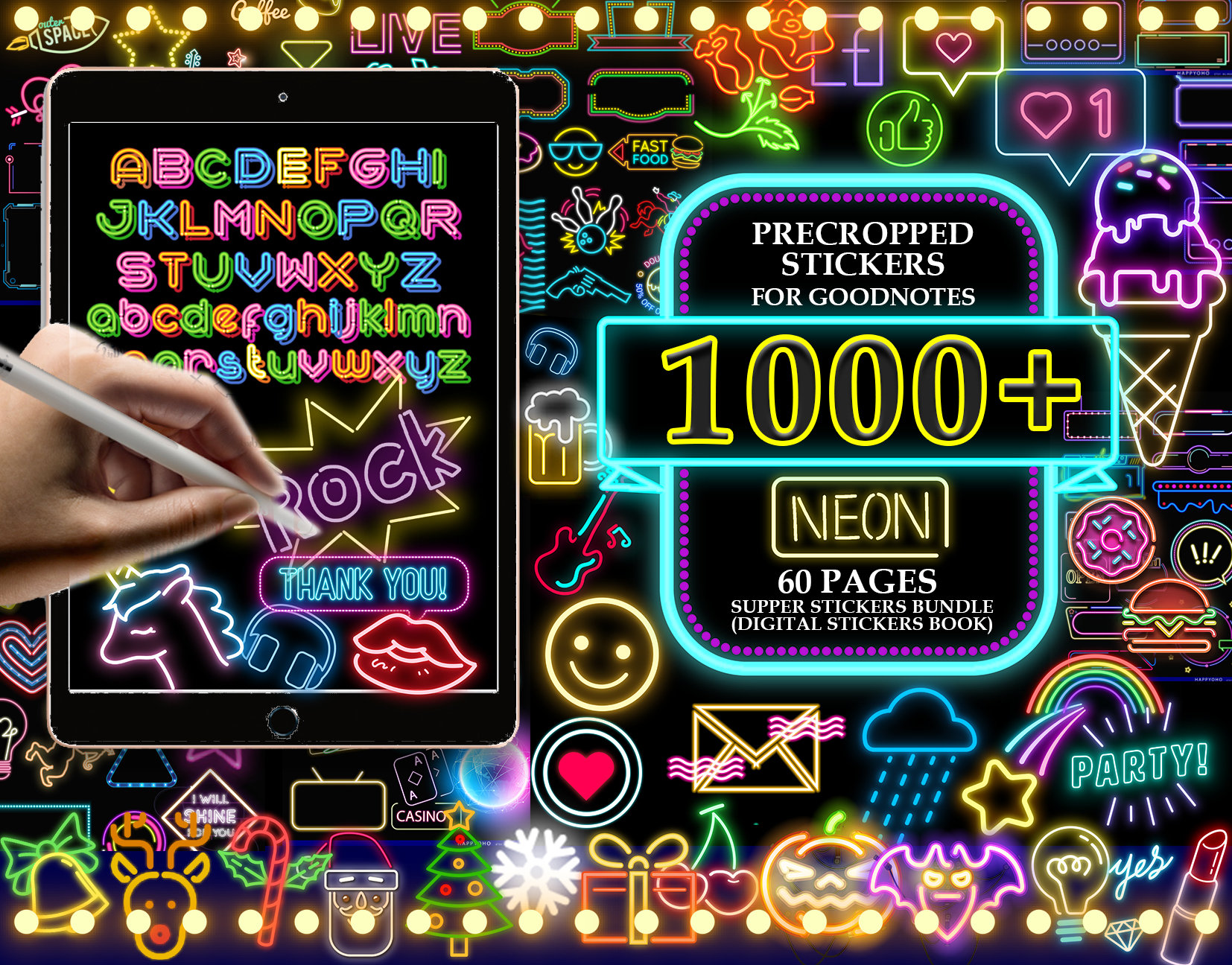 1000 Neon Pre-cropped Digital Planner Stickers Super Bundle - Etsy