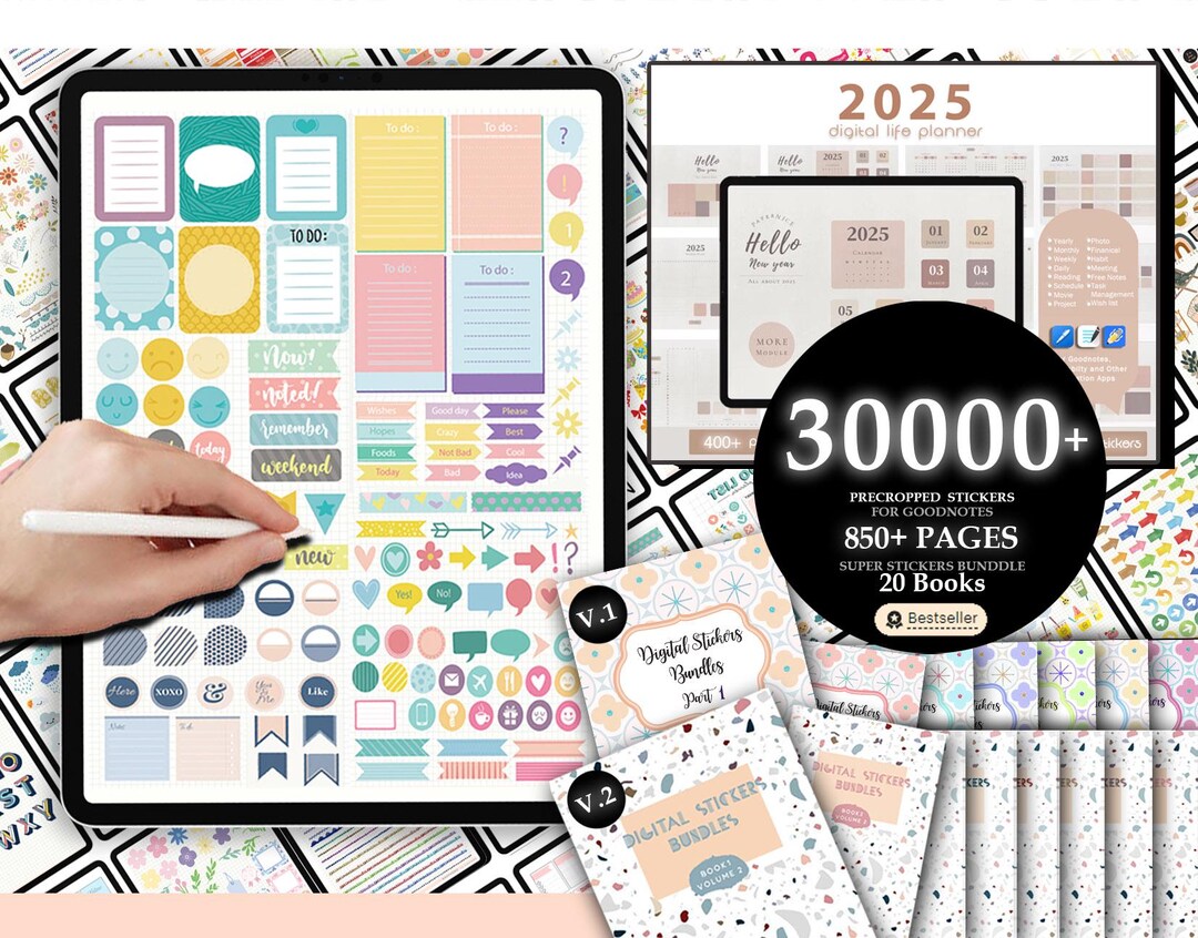 30000+ Pre-cropped Digital Planner Stickers Super Bundle |2025 Planner ...