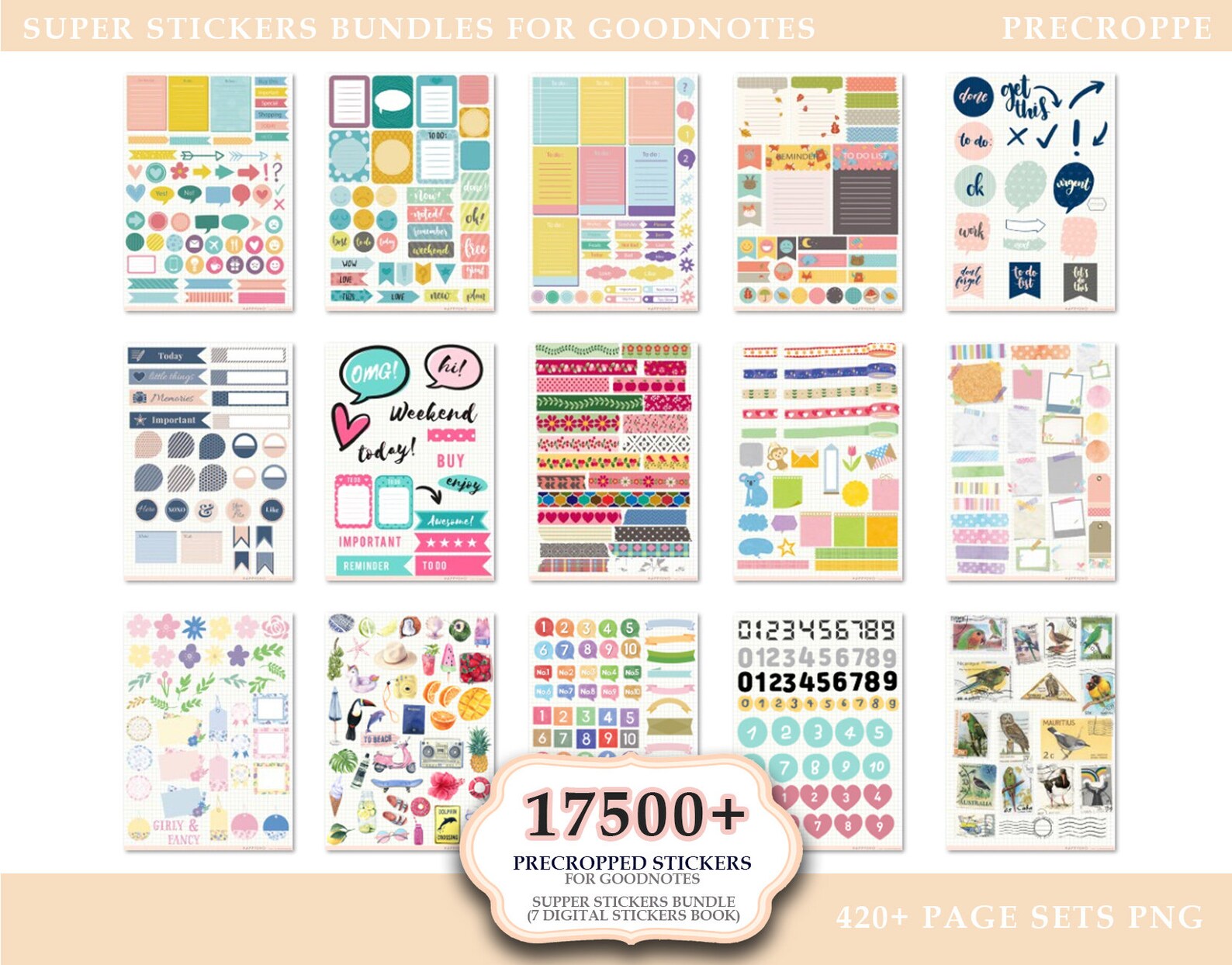 17500 Pre-cropped Digital Planner Stickers Super Bundle 7 - Etsy
