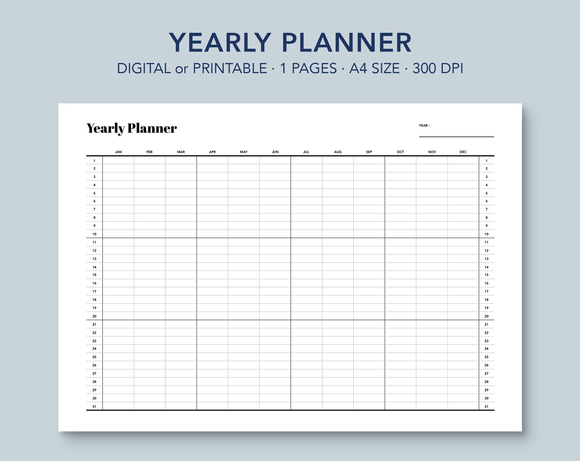 Printable Yearly Planner Template Printable Yearly Planner Template