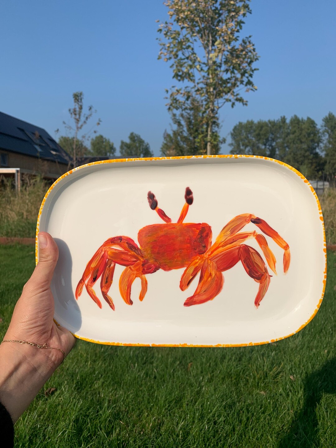Handpainted Dinnerware With Crab | Unique Porcelain Bowl ...