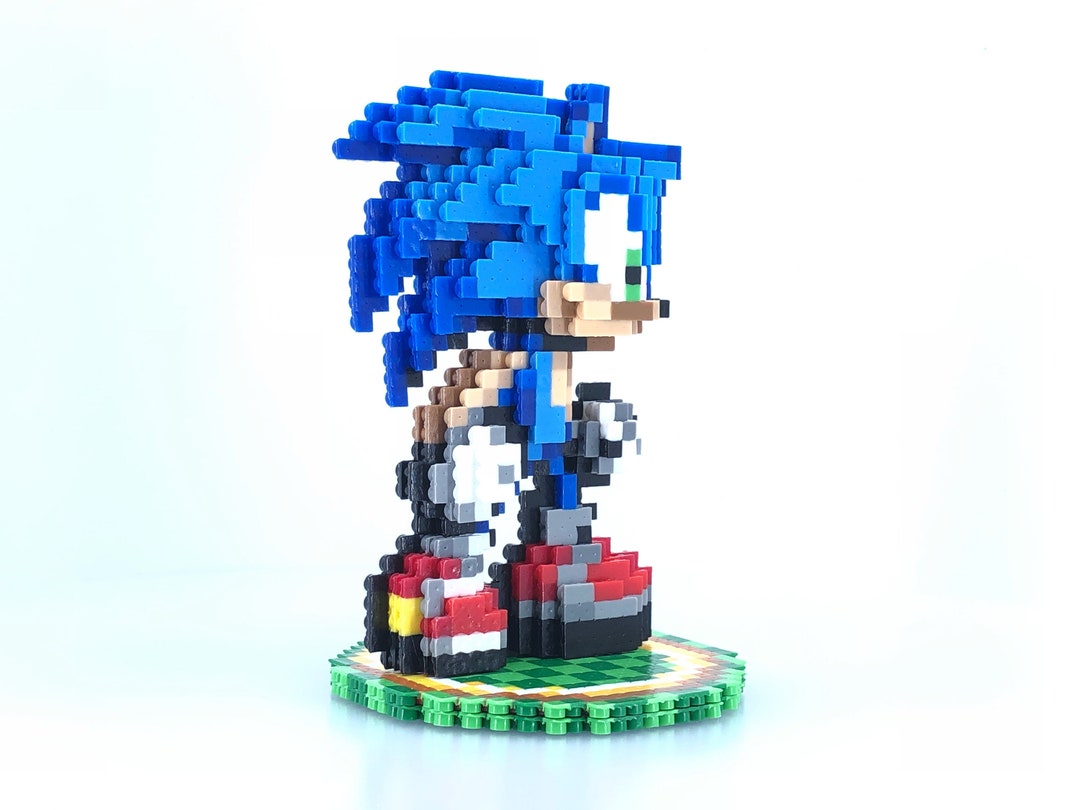 Sonic 3D Figure - Sonic the Hedgehog Sculpture - Perler Bead - Bead ...