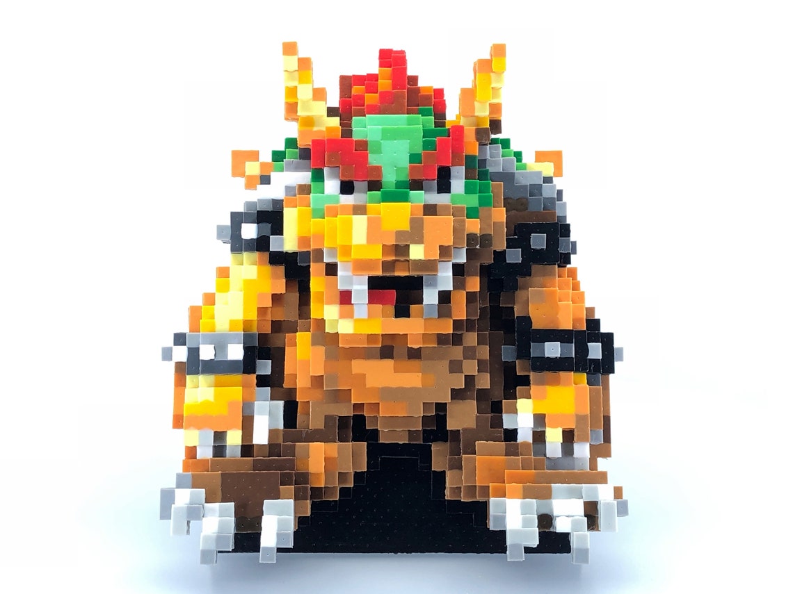 Bowser Figure 3D Pixel Art Super Mario RPG Figure Inspired | Etsy