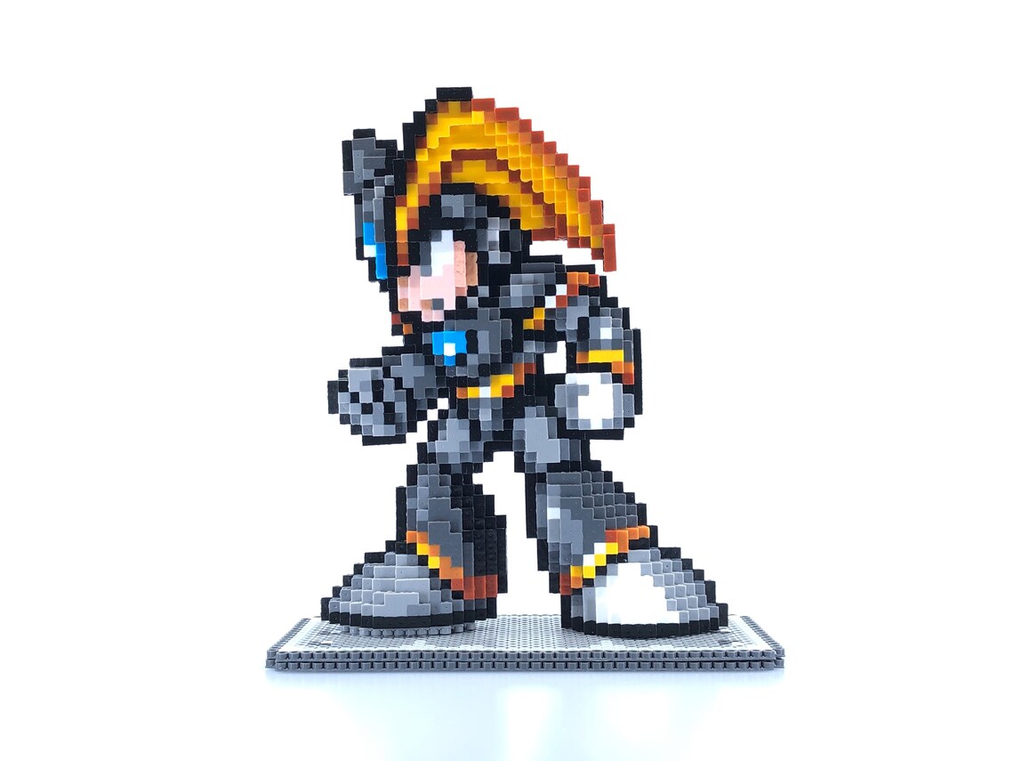 Bass Perler 3D Pixel Art Megaman Inspired 3D Standup | Etsy