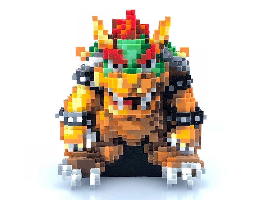 Bowser Figure 3D Pixel Art Super Mario RPG Figure 3D Perler Bead Sprite ...