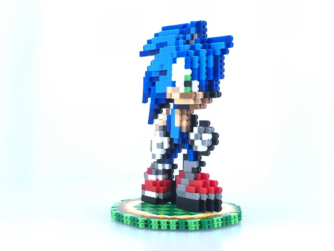 Sonic 3D Figure - Sonic the Hedgehog Sculpture - Perler Bead - Bead ...
