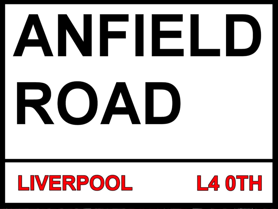 Liverpool Anfield Road Metal Football Street Sign 2 Sizes | Etsy
