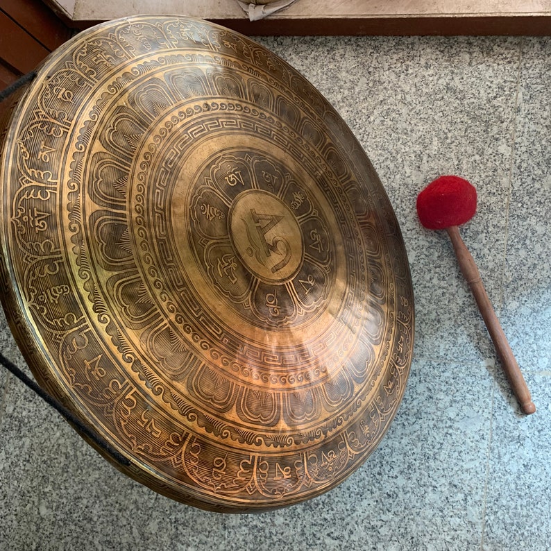 23 Inches Large Gong Bell, Tibetan Gong Bell Handmade in Nepal, Health ...