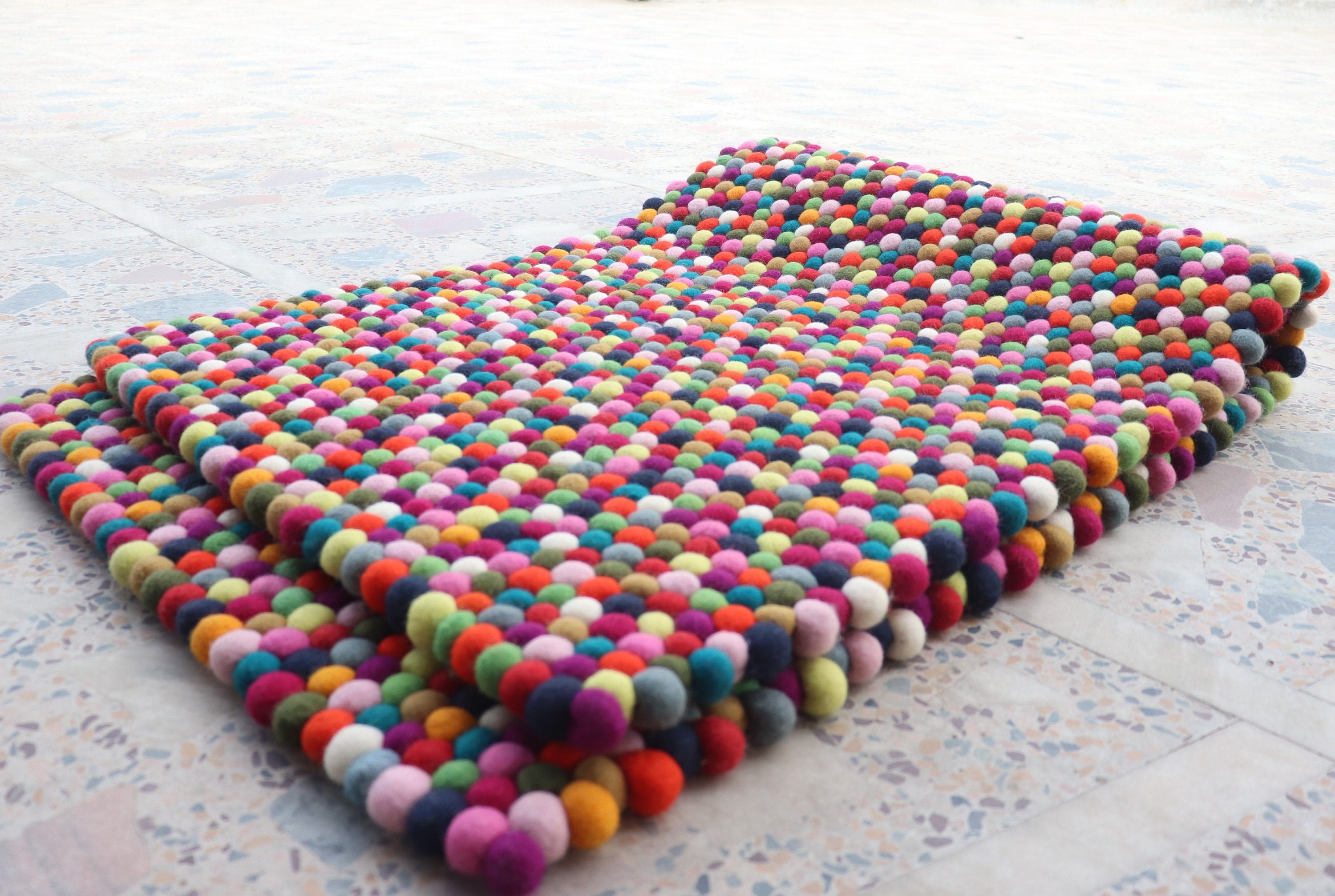 Adorable 90-300 Cm Woolen Felt Rug Rectangular Rug Made of - Etsy